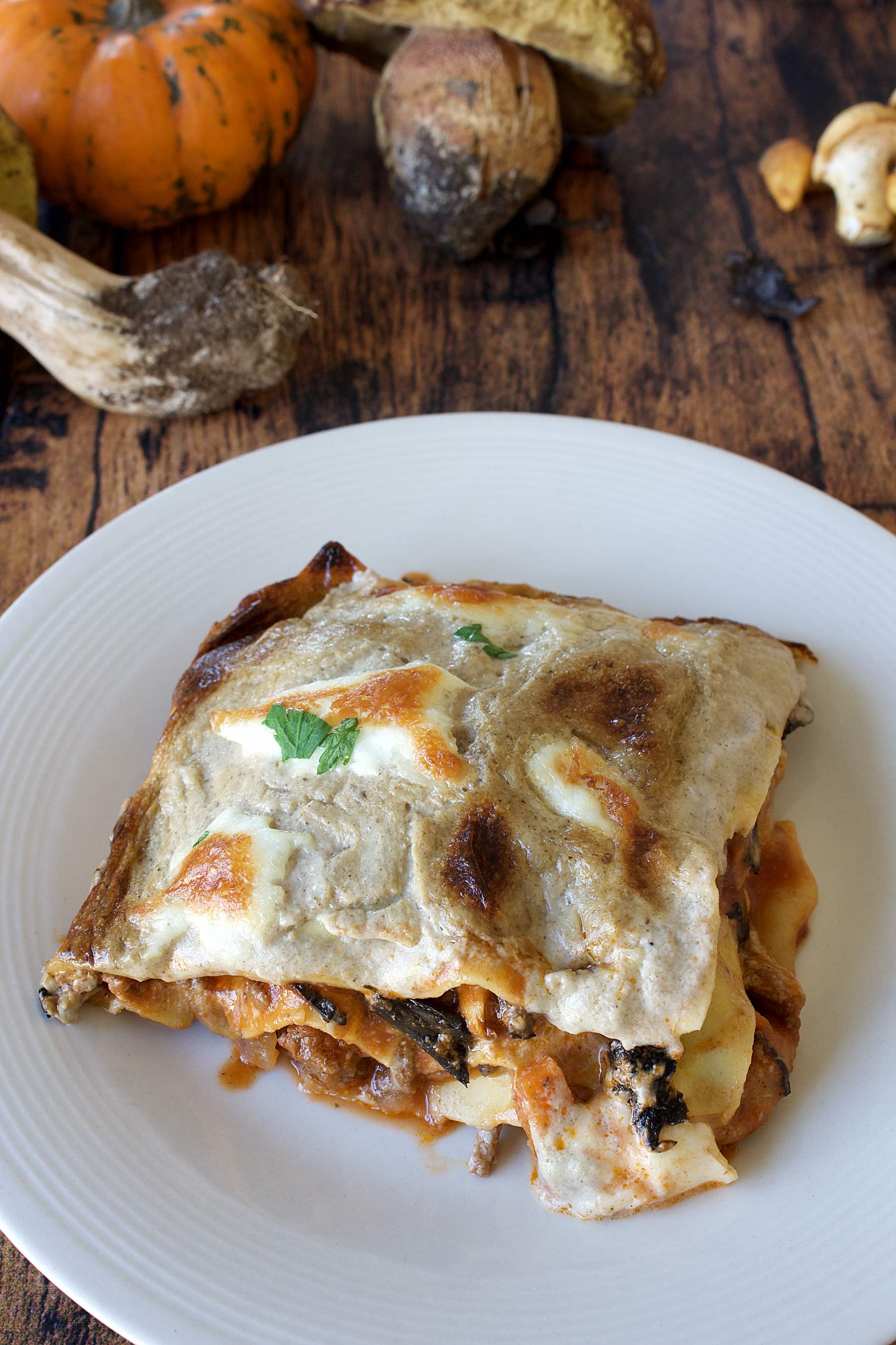 Fall mushroom lasagna
